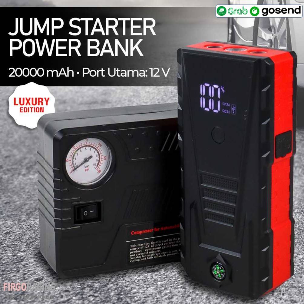 Jual Power Bank Jumper Aki 20000mAh Car Jump Starter Luxury Pompa USB ...