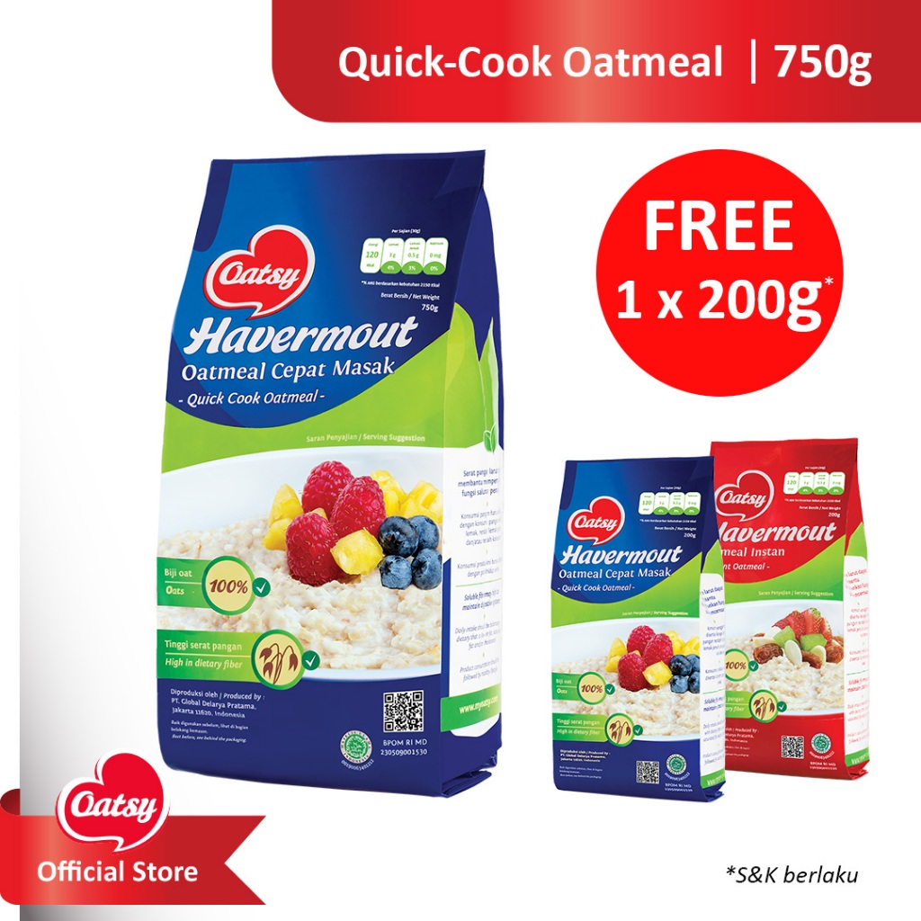 Jual OATSY Quick Cook Oatmeal 750g (Buy Big Get Small) | Shopee Indonesia