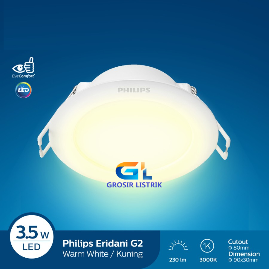 Jual Philips Downlight LED Eridani 3.5W 7W 10W 14W 23W Putih atau Kuning G2 DL190B 3.5 7 10 14 ...