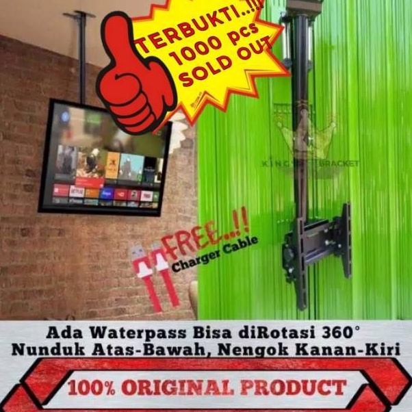 Jual tR Bracket tv LED LCD ceillinggantung plafon 1443 universal bisa ...