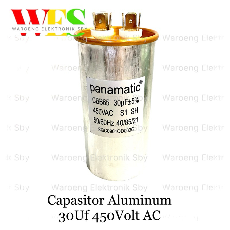 Jual CAPASITOR ALUMINIUM AC 30uF - 450V PANAMATIC | Shopee Indonesia
