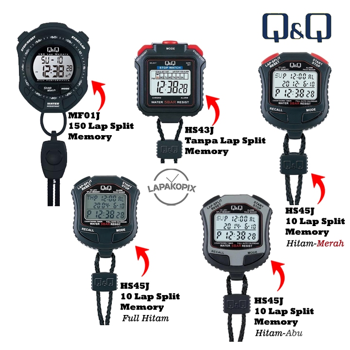 Jual Stopwatch QnQ MF01J 150 Memory HS45J 10 Memory Original Penghitung Waktu QQ Lap Split ...