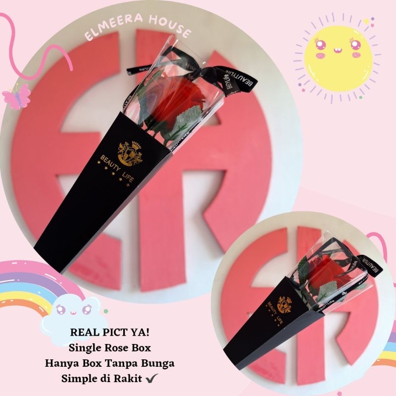 Jual Single Rose Box| Box Mawar Tangkai (BELUM DIRAKIT) | Shopee Indonesia