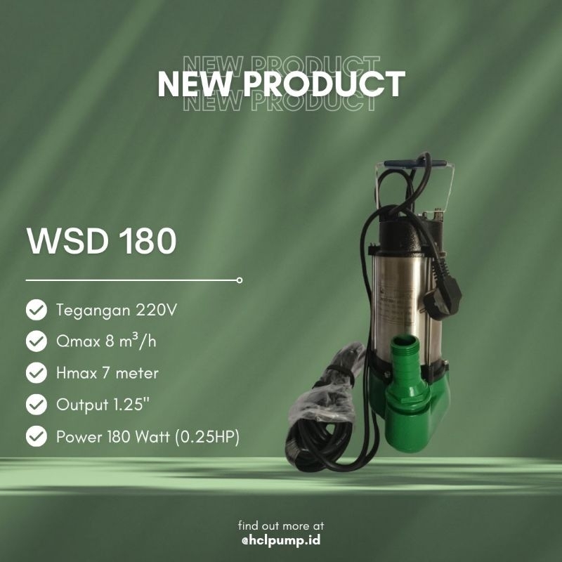 Jual POMPA CELUP WSD 180W HCL 0,25HP OUTPUT 1,25" POMPA AIR KOTOR | Shopee Indonesia