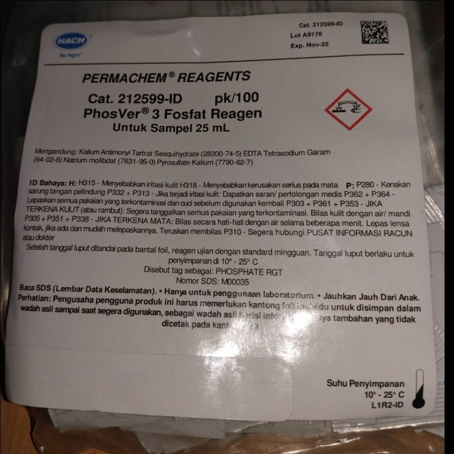 Jual HACH 212599 PhosVer 3 Phosphate Reagent Powder Pillows 25 mL pk ...