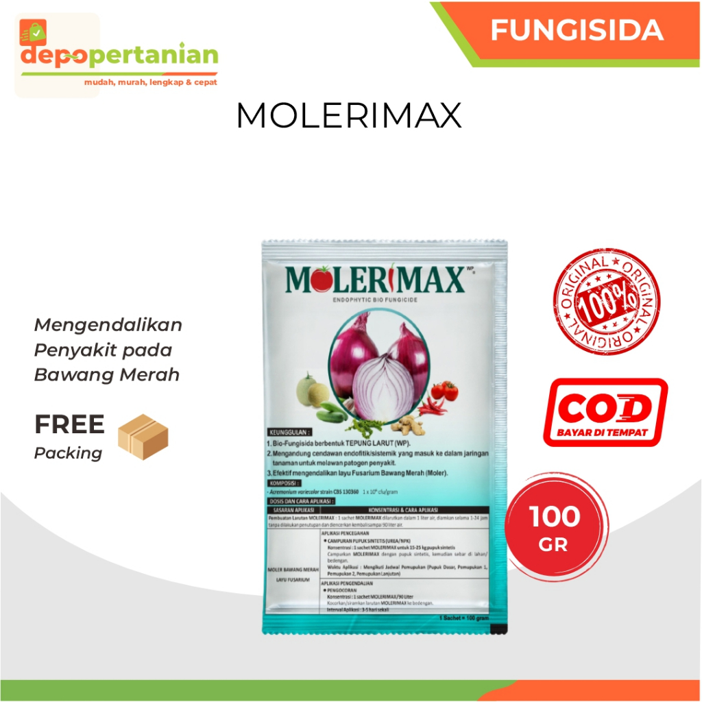 Jual Depo Pertanian - Molerimax WP 100 gram Bio Fungisida Untuk Moler Layu Fusarium Bawang Merah ...