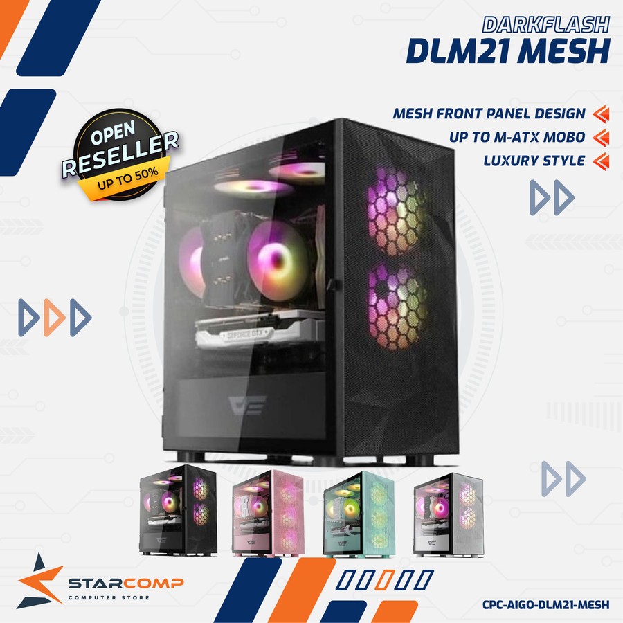 Jual Aigo darkFlash DLM21 MESH - Tempered Glass Micro ATX Gaming Case M ...