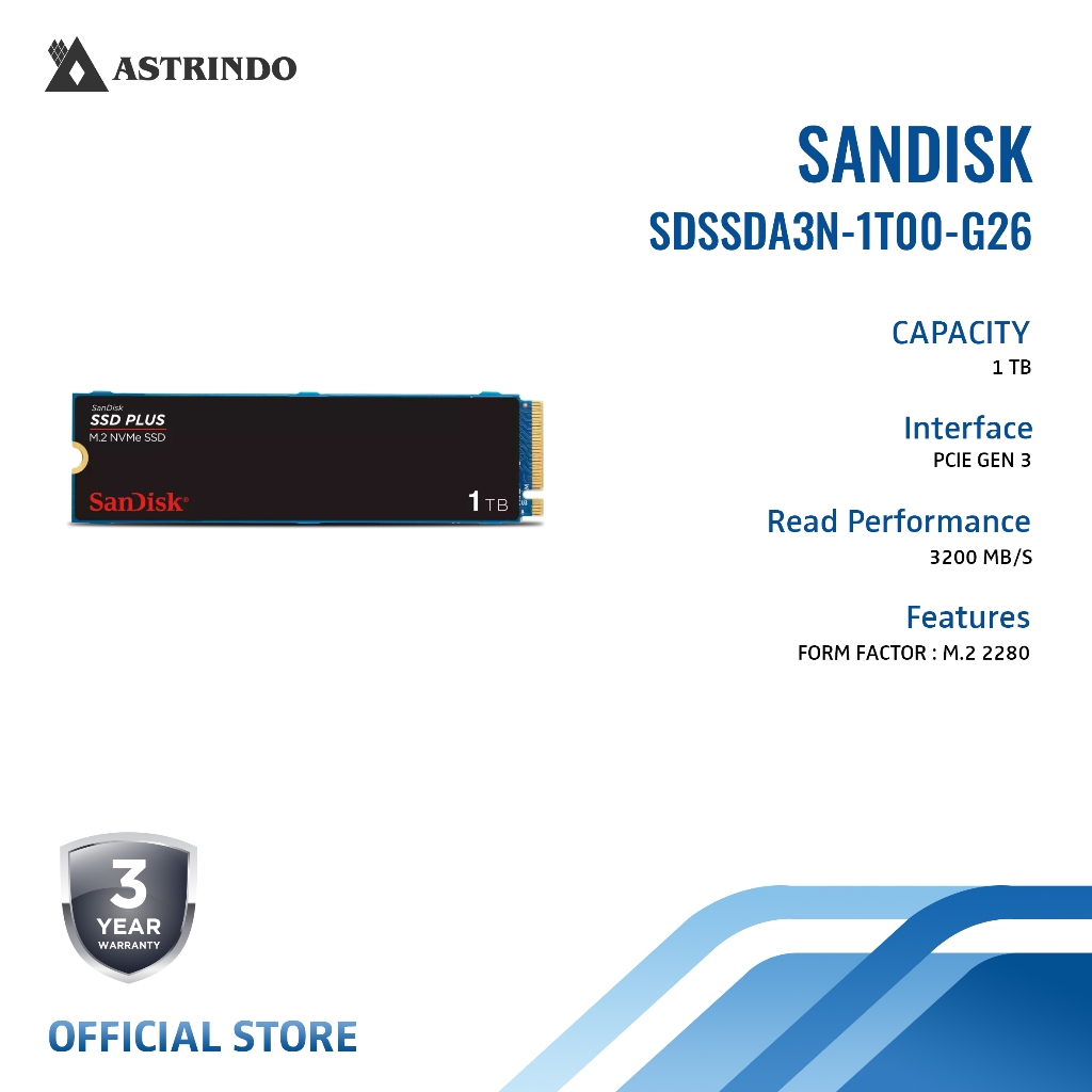 Jual SanDisk Internal SSD Plus 1TB M.2 2280 NVMe PCIe Gen 3.0 | Shopee ...