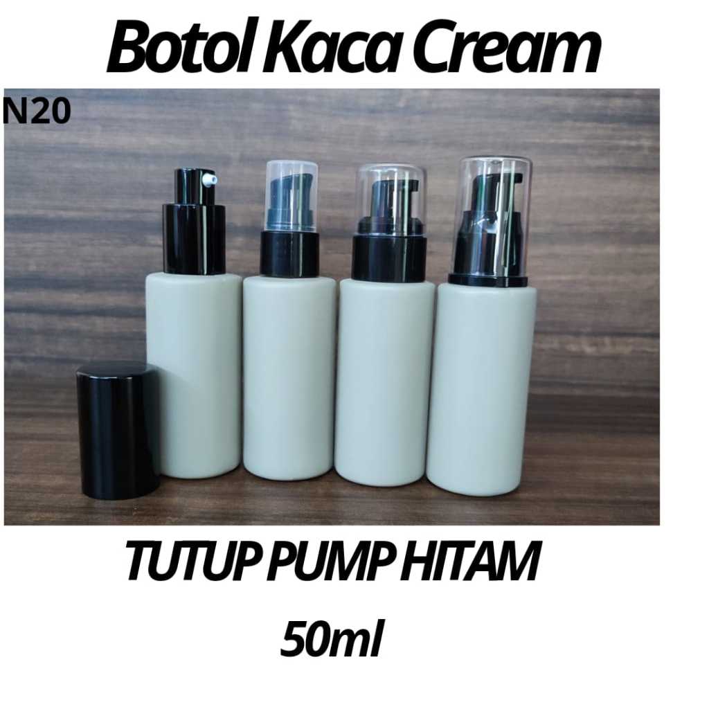 Jual Botol Kaca Cream 50ml Botol Skincare Botol Pump Hitam Botol N20 ...