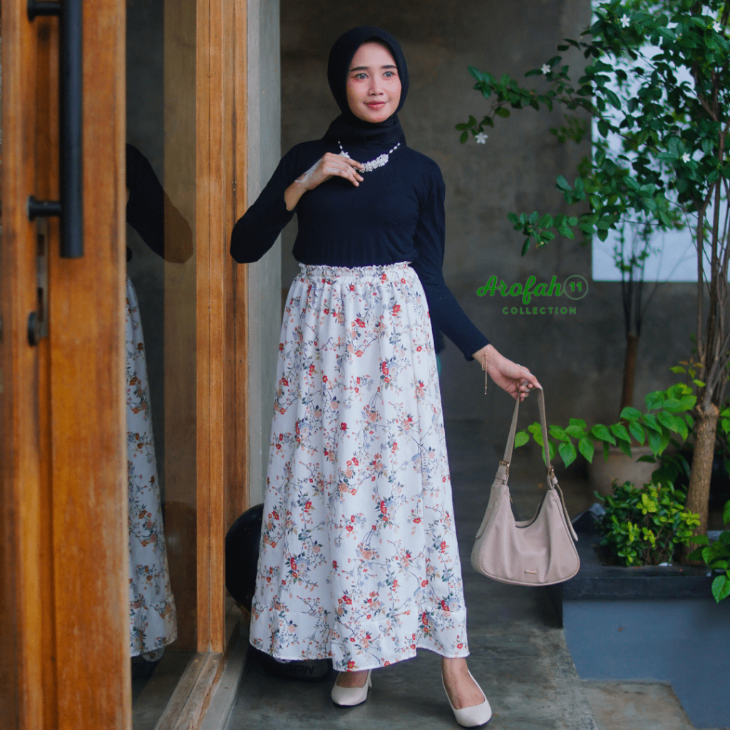 Jual ROK MOTIF BUNGA FLORAL / ROK DAILY KOREAN STYLE / LILY FLOWER ...