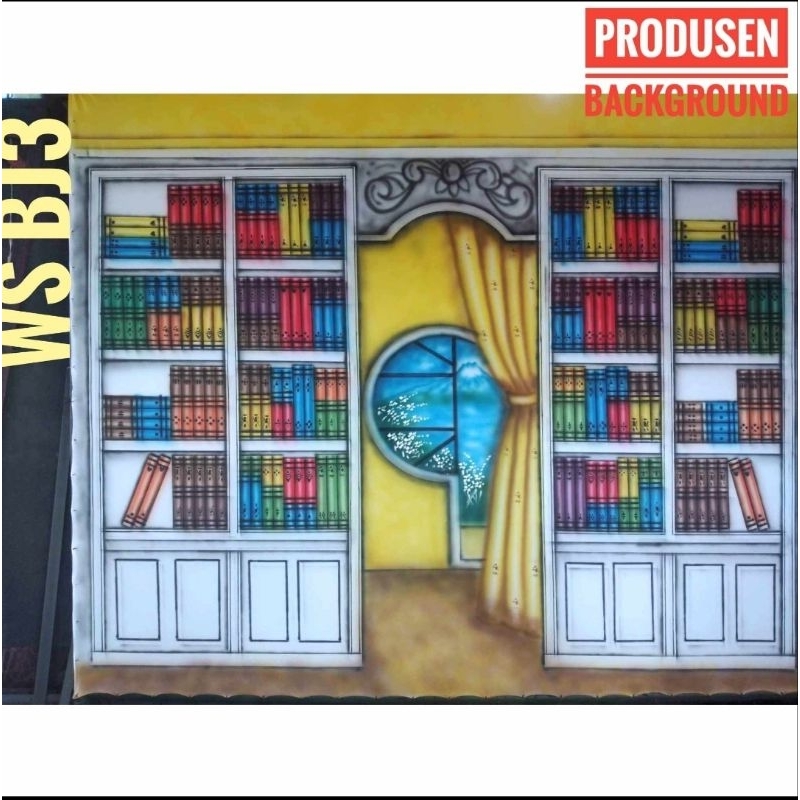Jual READY Background Foto/ Latar/ Rak buku Wisuda Foto Studio WS BJ3 ...