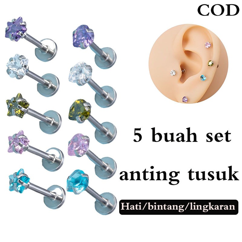 Jual Anting Kancing Bibir Tindik Telinga Baru Bintang Zirkon Kelas Atas ...
