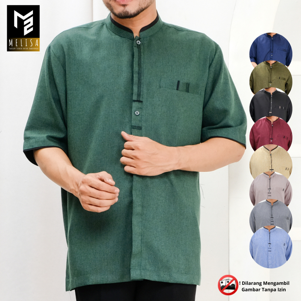 Jual Baju Koko Pria Kemko Lengan Pendek Bahan Katun Madinah Premium ...