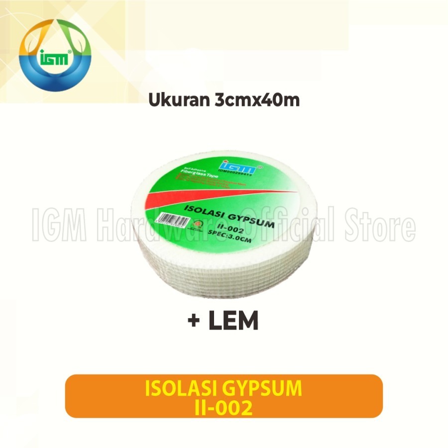 Jual ISOLASI PLESTER LEM GYPSUM FIBER TAPE IGM (II-002) 3 CM KASA ...