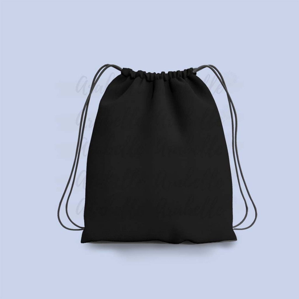 Jual Tas Serut Kanvas Berwarna Hitam Polos/Tas Serut Hitam/String Bag Hitam | Shopee Indonesia