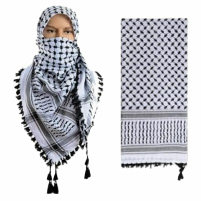 Jual SORBAN SYAL PALESTINA KUFIYAH CORAK/MOTIF HITAM PUTIH UKURAN 120 ...