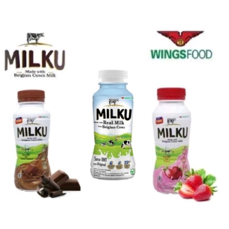 Jual Milku Susu UHT Coklat Stroberi Original (Botol) | Shopee Indonesia