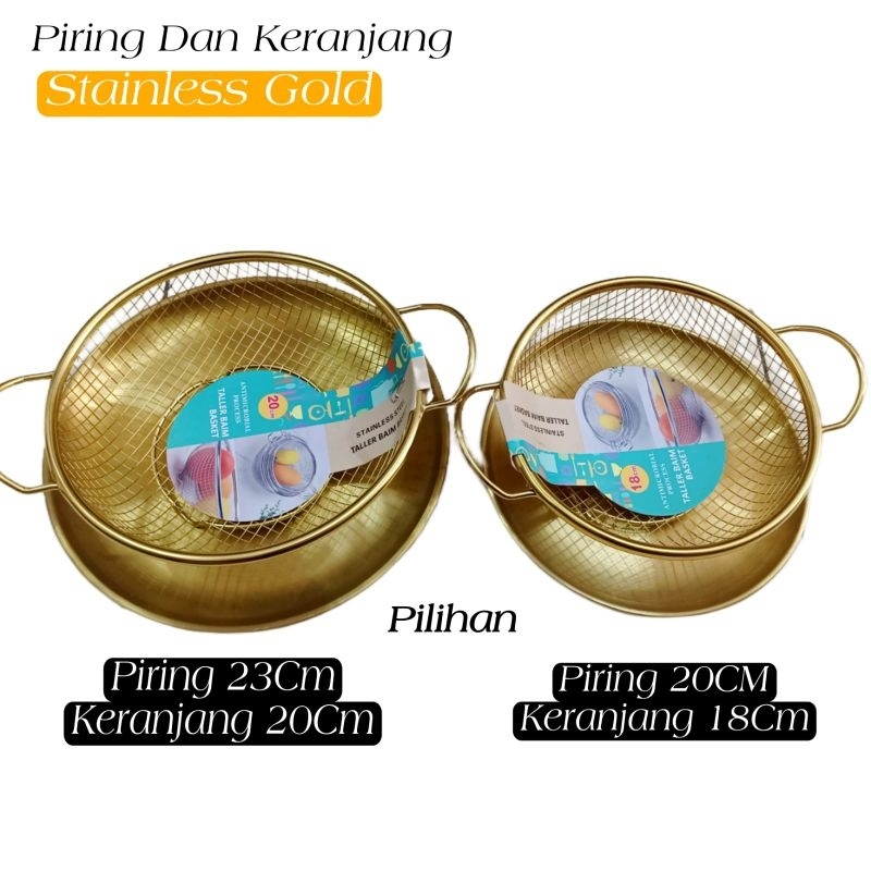 Jual GOLD Alat Peniris Minyak Goreng Estetik Saringan Keranjang Buah ...