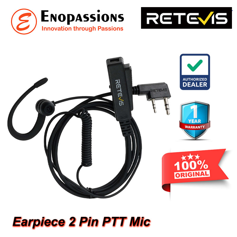 Jual Retevis EEK023 Earpiece 2 Pin PTT Mic Earphone G-Shape Untuk HT ...