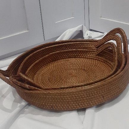 Jual Nampan rotan rattan bulat oval Persegi baki handmade lombok all ...