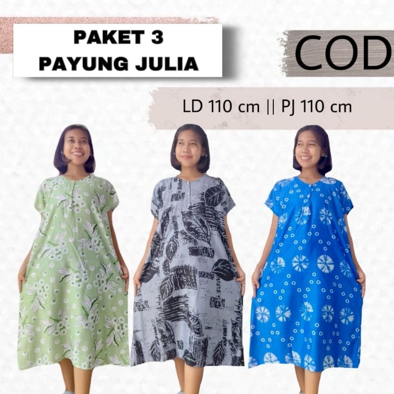 Jual Paket Usaha Isi 3 Daster Payung Julia LD 110 Random | Shopee Indonesia
