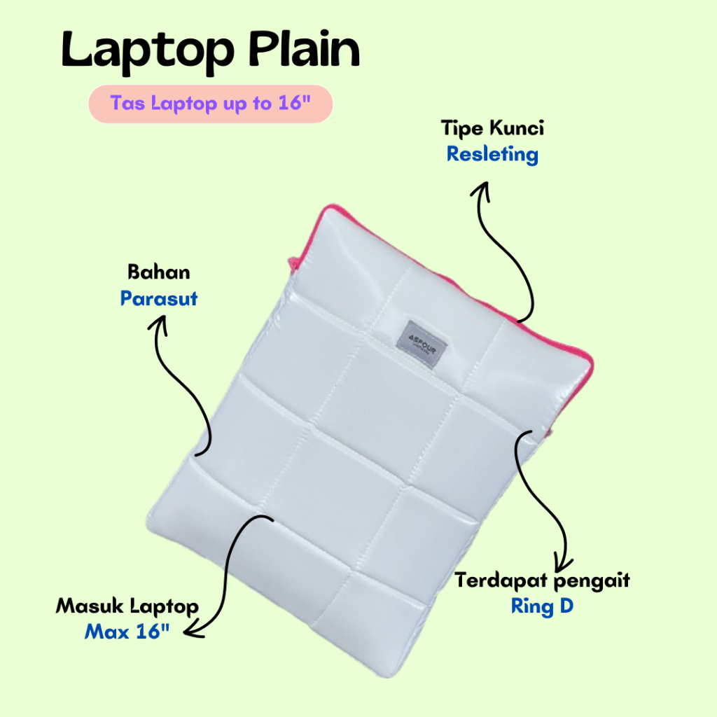 Jual Plain Tas Laptop 16 inch Kantor Kuliah Tas Laptop Puffy Empuk PVC ...