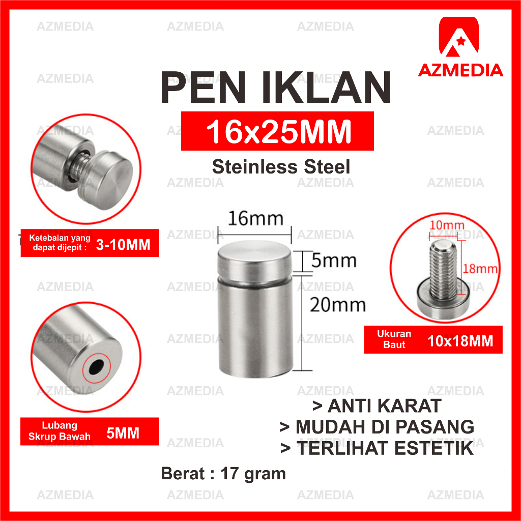 Jual PEN IKLAN 16x25 mm Figura Bingkai Akrilik Kaca Bahan Steinless ...