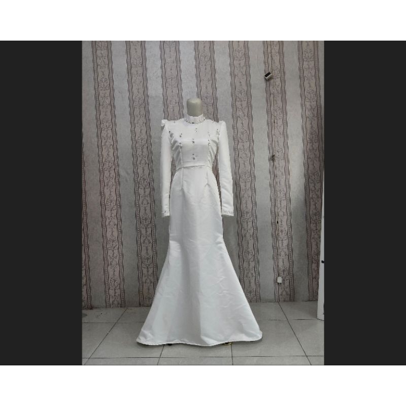 Jual Baju akad Melayu / wedding dress simpel / gaun prewedding putih ...
