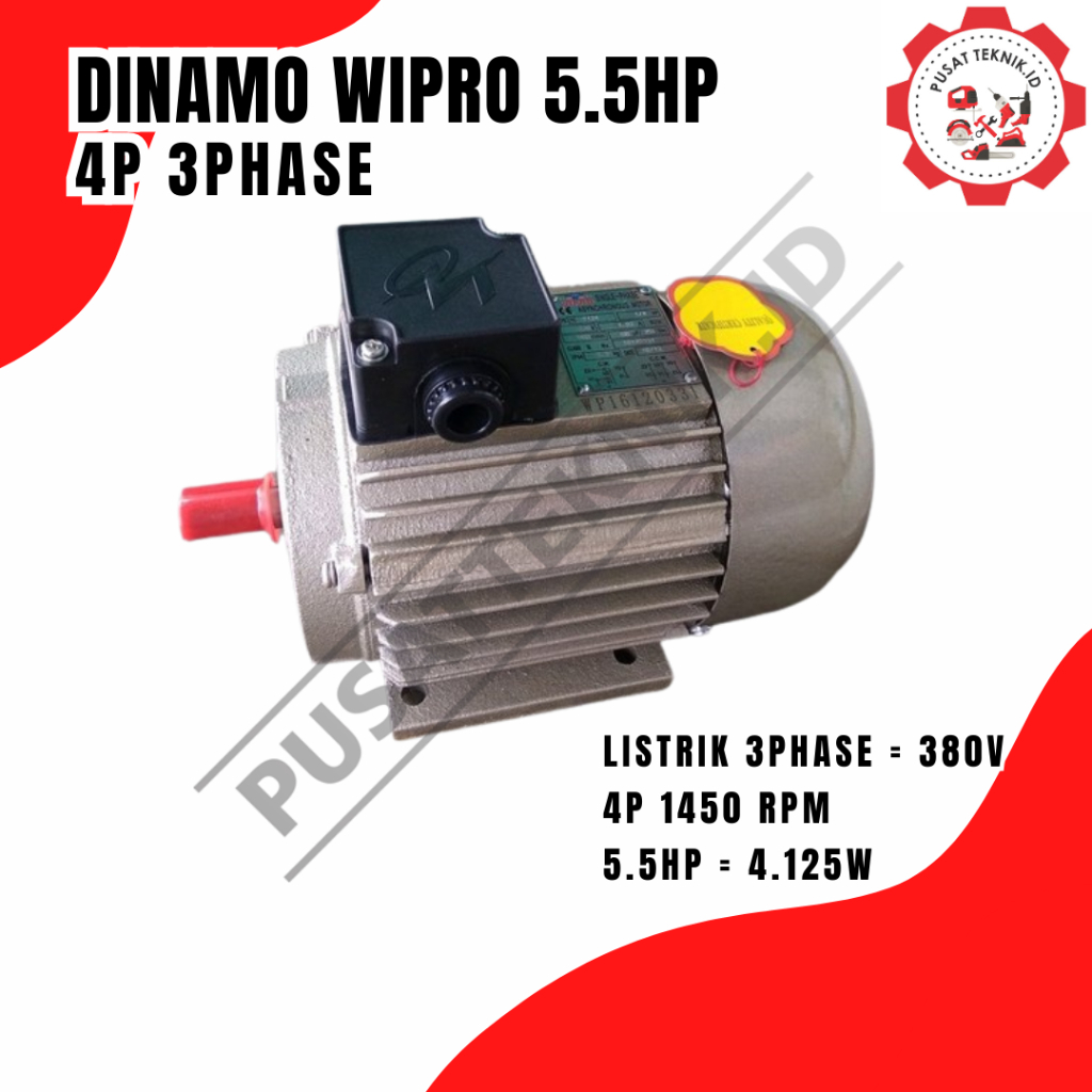 Jual DINAMO WIPRO 5.5HP 4P 3PHASE 380V ELEKTRO MOTOR WIPRO 5.5HP 1450RPM 3PHASE | Shopee Indonesia