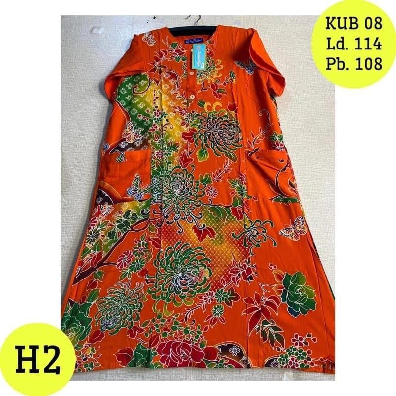 Jual DASTER BATIK KENCANA UNGU LEBEL BIRU LENGAN PENDEK KANCING BUNSUI ...