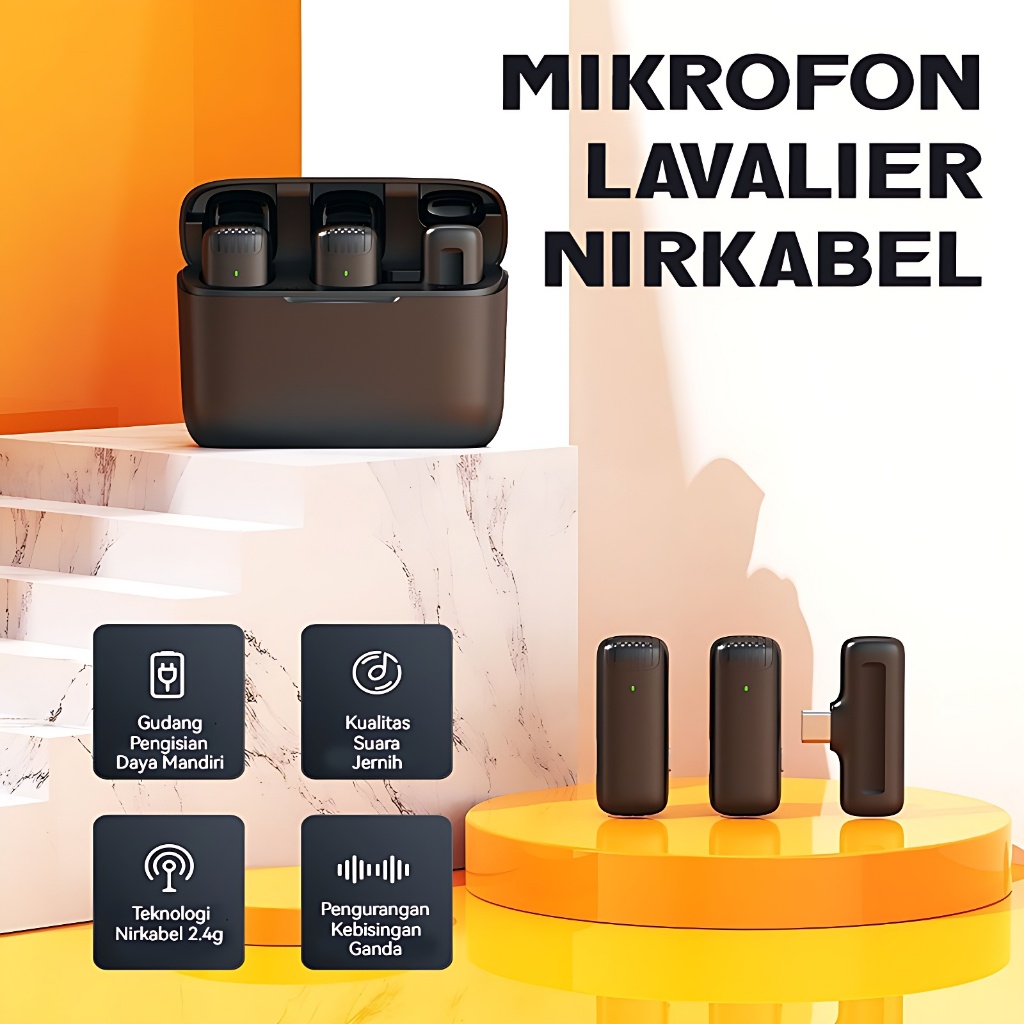 Jual J11/J13 Mic Wireless Clip On Dual Lavalier Microphone Plug & Play Lapel Mic With Charging ...