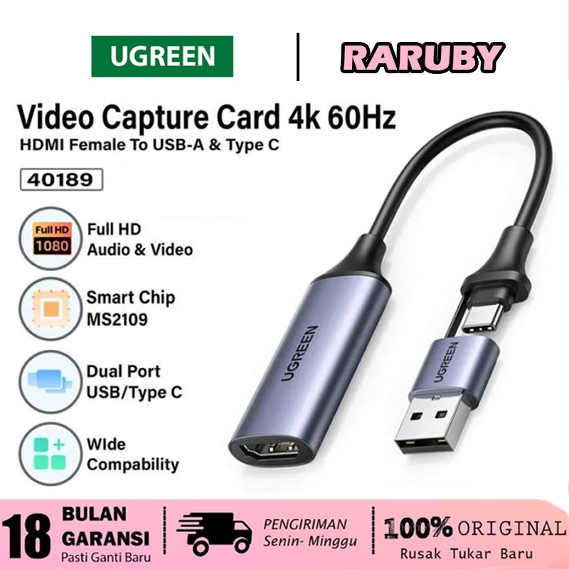 Jual UGREEN Video Capture Card HDMI to USB-A USB TYpe C HD 4K 60Hz ...