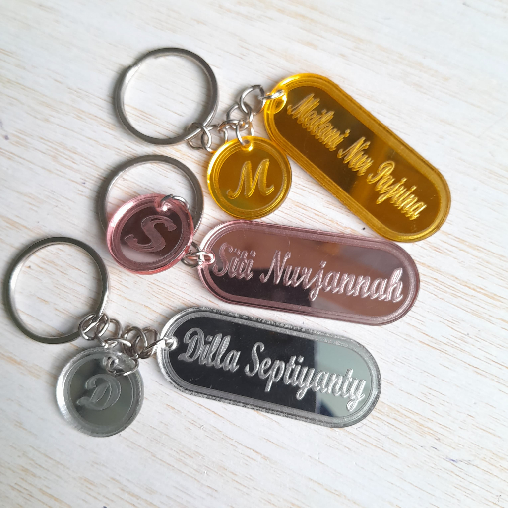 Jual GANTUNGAN KUNCI CUSTOM NAMA/GANCI KEYCHAIN BAHAN AKRILIK MIRROR ...