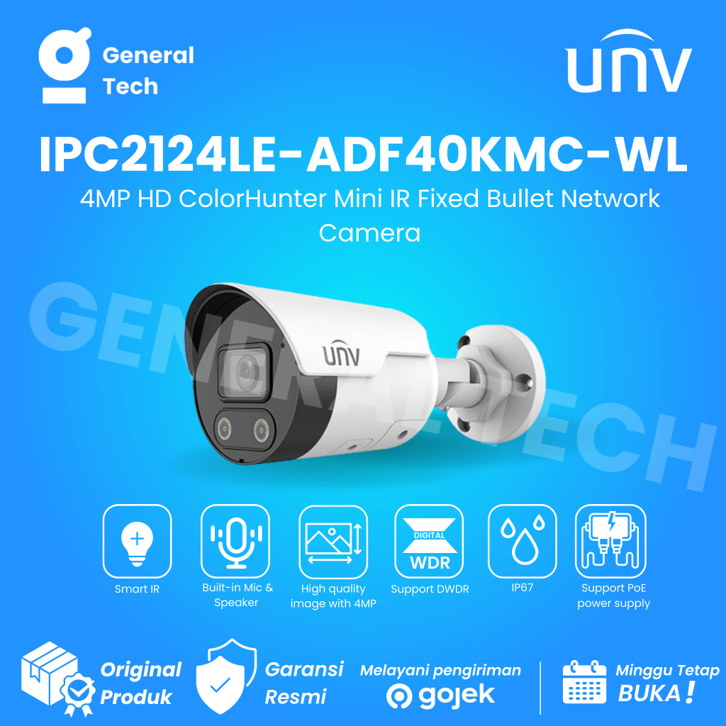 Jual Uniview IPC2124LE-ADF40KMC-WL 4MP HD ColorHunter Mini IR Fixed Bullet Network Camera ...