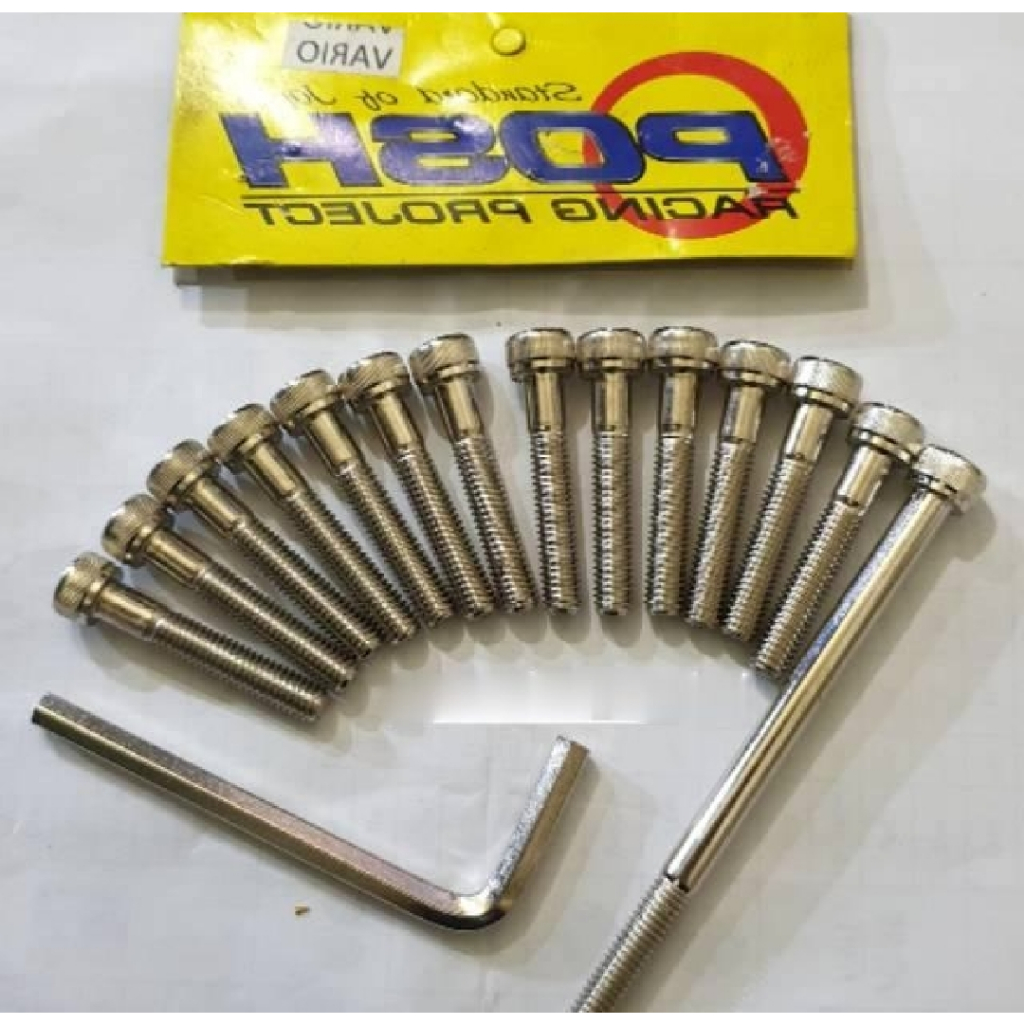 Jual Baut Blok Mesin CVT Beat Scoopy Chrome Full Set Isi 14 Pcs Posh | Shopee Indonesia