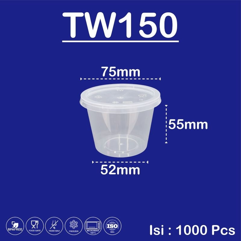 Jual Kotak Makan Plastik / Thinwall / Food Container - Bulat 150ml ...