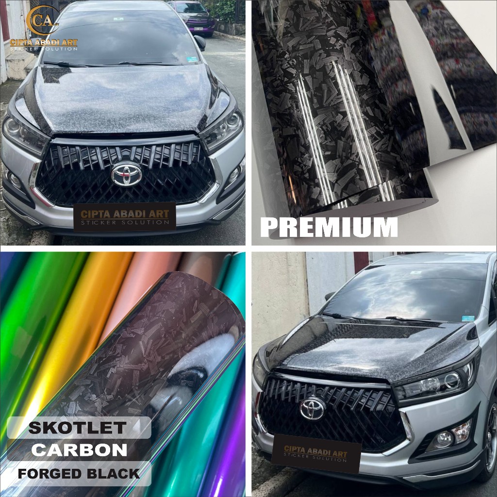 Jual stiker skotlet mobil carbon forged premium sticker karbon black ...