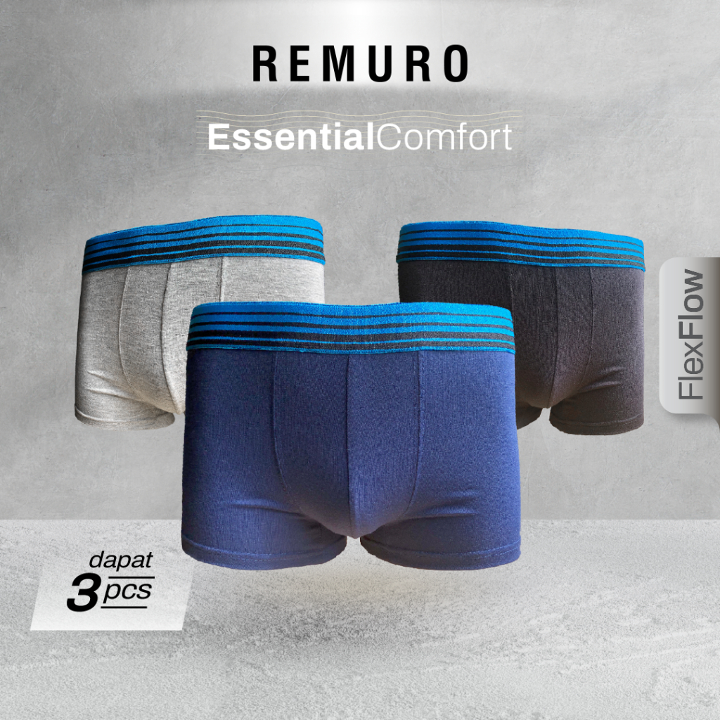 Jual REMURO FlexFlow Lite Blue [3 PCS] - Celana Dalam Pria Active Boxer ...