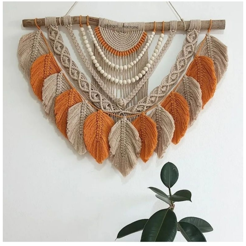 Jual Bohemian macrame, makrame pajangan macrame daun hiasan dinding ...