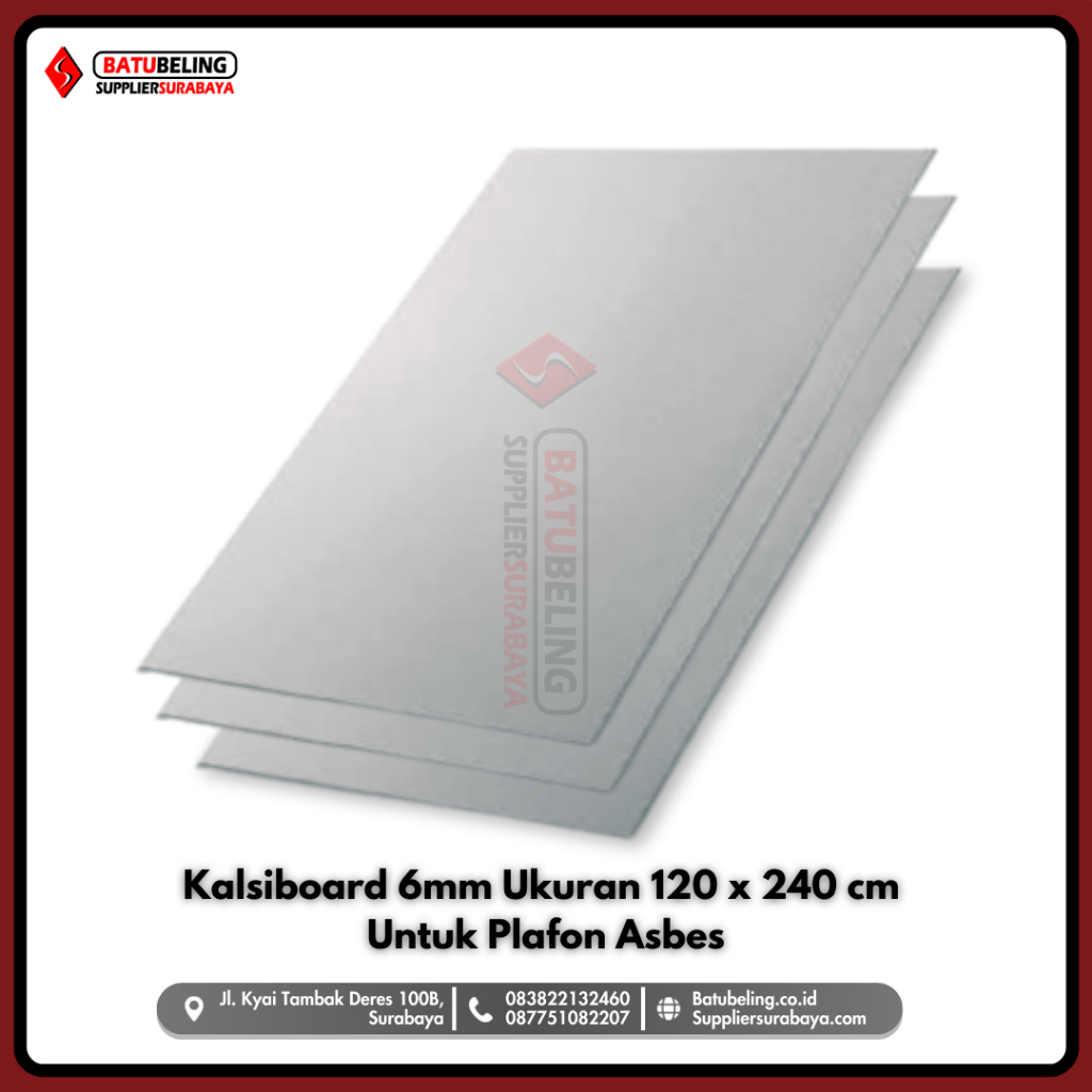 Jual Papan Kalsiboard 6mm Ukuran 120 x 240 cm Plafon Asbes / Kalsi 6mm ...