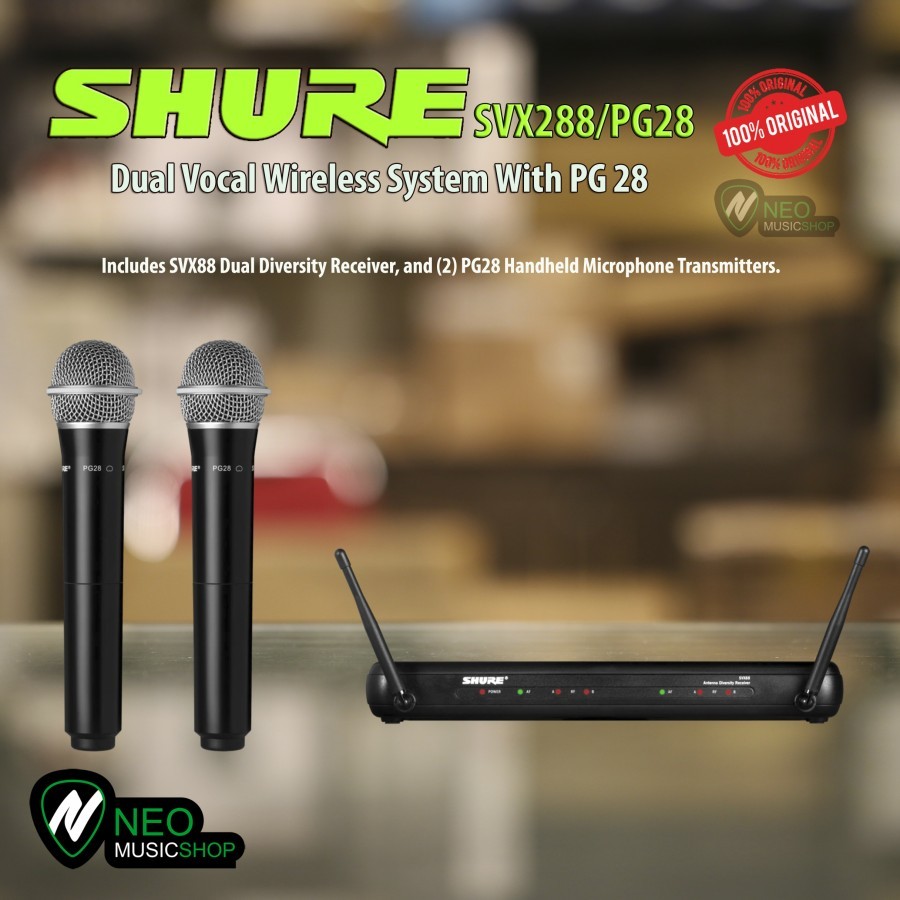 Jual Mic SHURE Wireless SVX288 PG28 Dual Handheld Original | Shopee ...