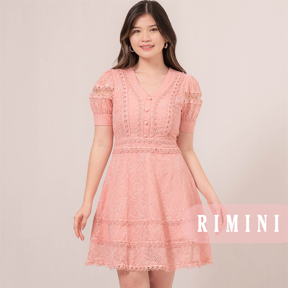 Jual RIMINI - Dress Remaja Valentine Vneck Lengan Puff A-Line XS-XL - Beneatha Dress - 5141D ...