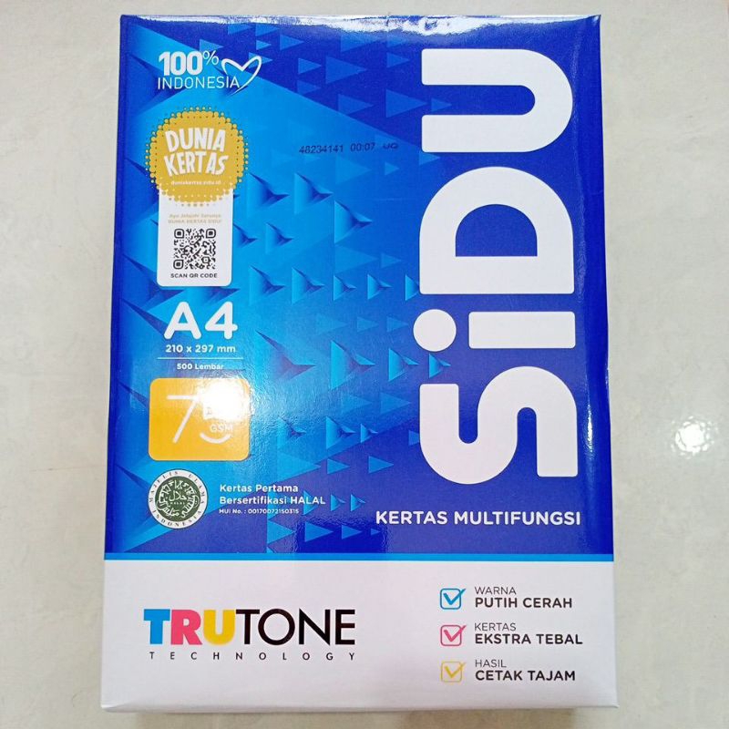 Jual KERTAS HVS A4 SIDU/COPY PAPER 75GSM RIM (500 LEMBAR) | Shopee Indonesia