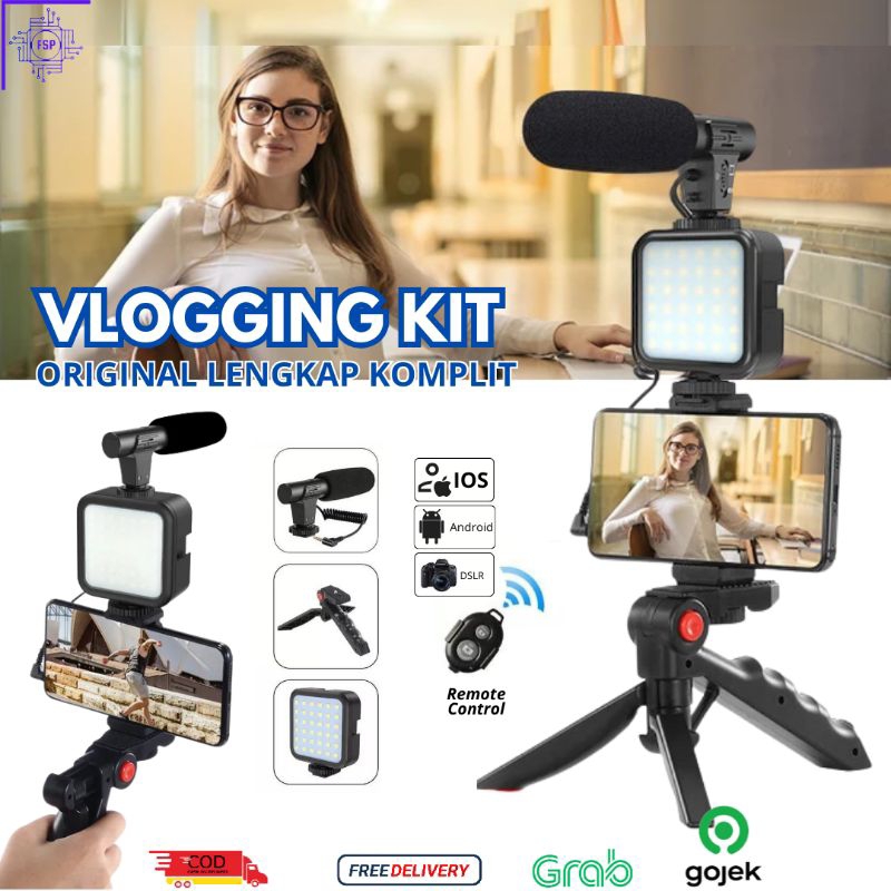 Jual [NEW 2025] PAKET Vlogging SET LED Tripod Video Recording ...