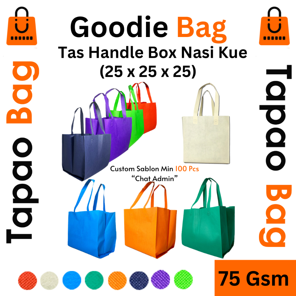 Jual Tas Kotak Nasi / Kue Spunbond Box 25 x 25 x 25 Goodie Bag 75 Gsm | Shopee Indonesia