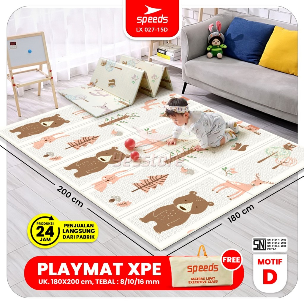 Jual SPEEDS SNI D Playmate Bayi Karpet Lipat Playmat Anak Bahan XPE 180x200cm Foam XPE Matras ...