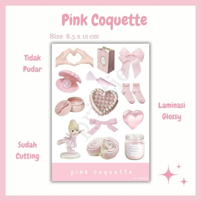 Jual [1 lbr] stiker sheet aesthetic cute deco tema pink coquette ...