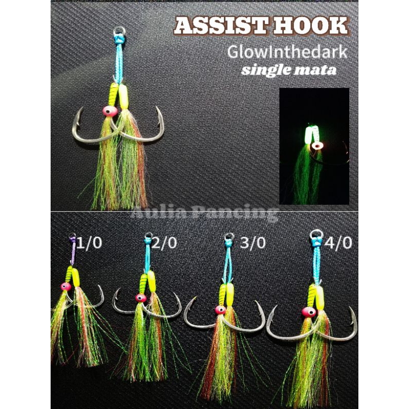 Jual Assist Hook FULLGID Kail Pancing Metal Jig menyala dalam gelap ...