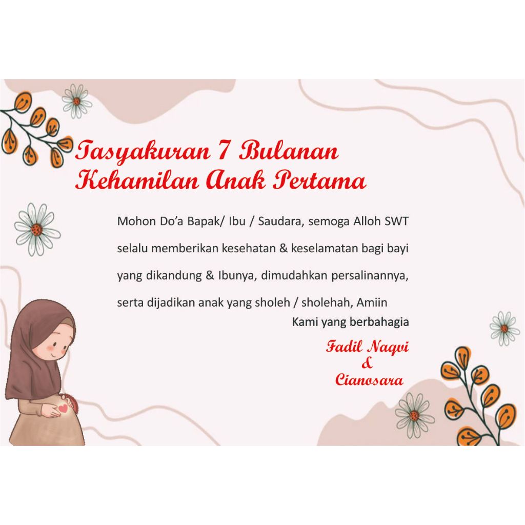 Jual undangan tasyakuran 4 dan 7 bulanan kehamilan | Shopee Indonesia