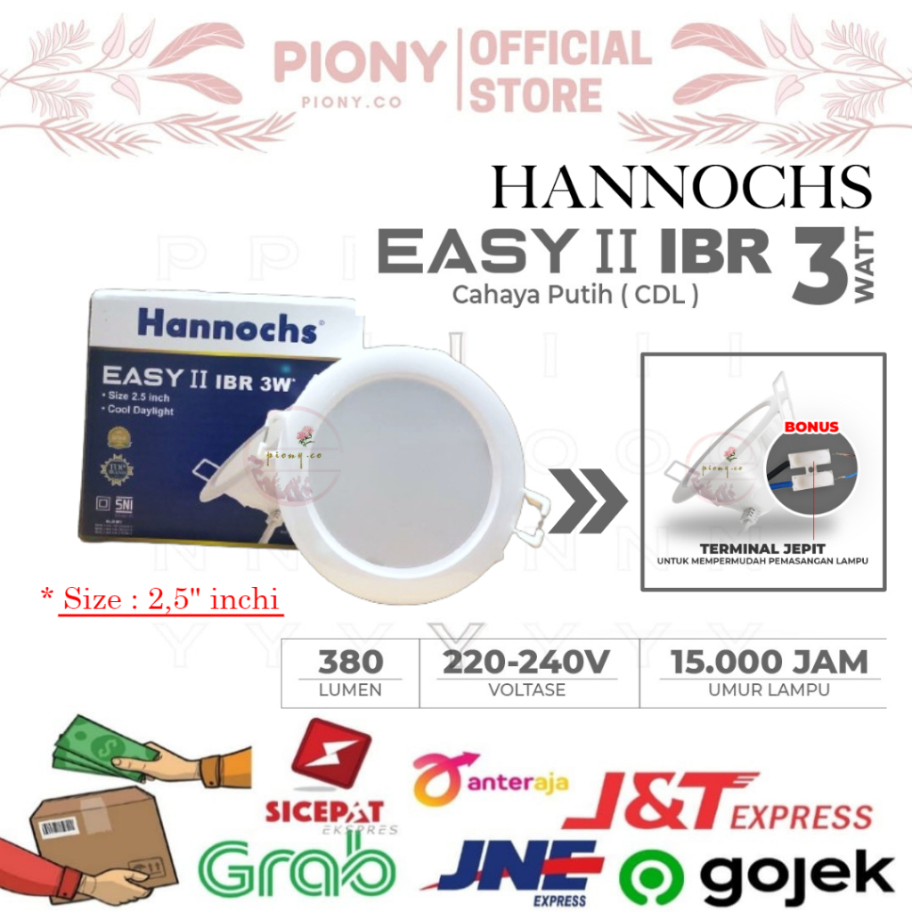 Jual HANNOCHS DOWNLIGHT LAMPU PLAFON EASY II PUTIH COOL DAYLIGHT MODEL BULAT 3W 5W 7W 9W 12W 15W ...